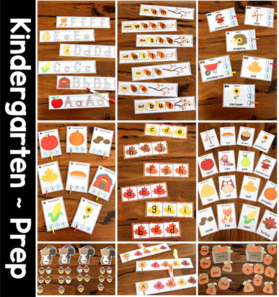 Autumn Literacy Centers for Kindergarten - In My World