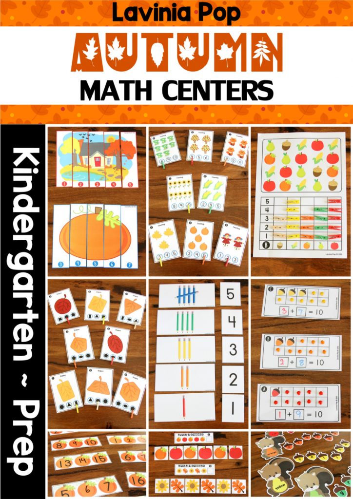Autumn Math Centers for Kindergarten - In My World