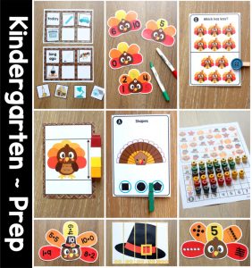Thanksgiving Math Centers for Kindergarten - In My World