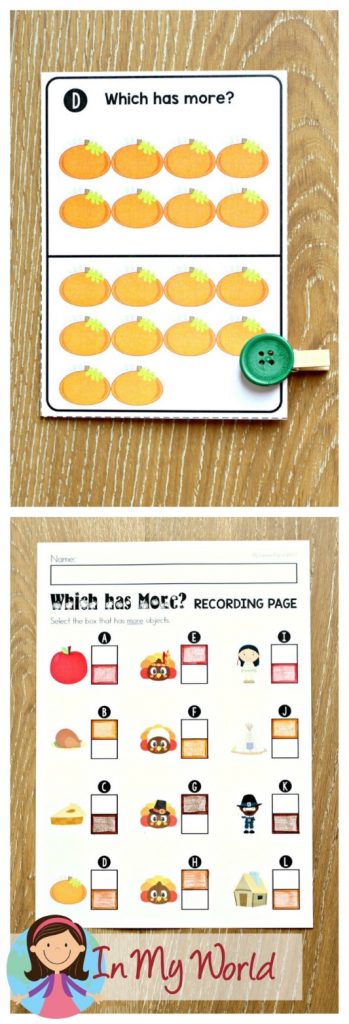 Thanksgiving Math Centers for Kindergarten - In My World
