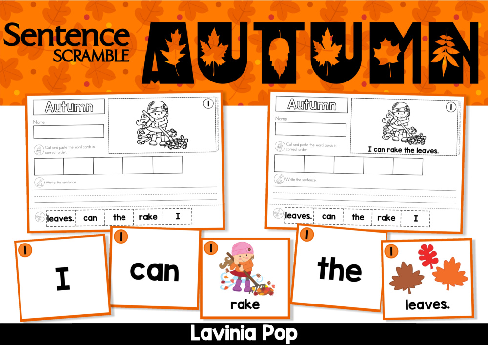 Autumn Sentence Scramble with FREE sample pages - In My World