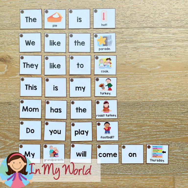 Thanksgiving Sentence Scramble with Cut and Paste Worksheets - In My World