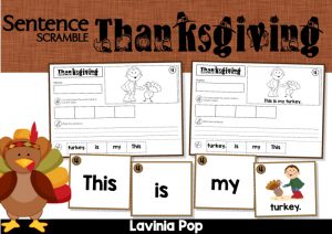 Thanksgiving Sentence Scramble with Cut and Paste Worksheets - In My World
