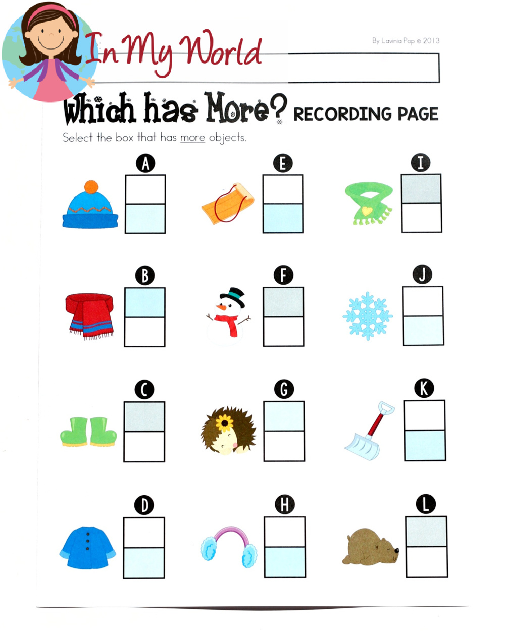 Winter Math Centers for Kindergarten - In My World