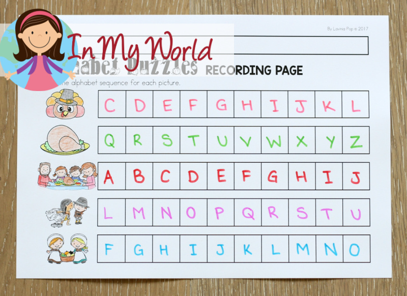 Thanksgiving Literacy Centers for Kindergarten - In My World