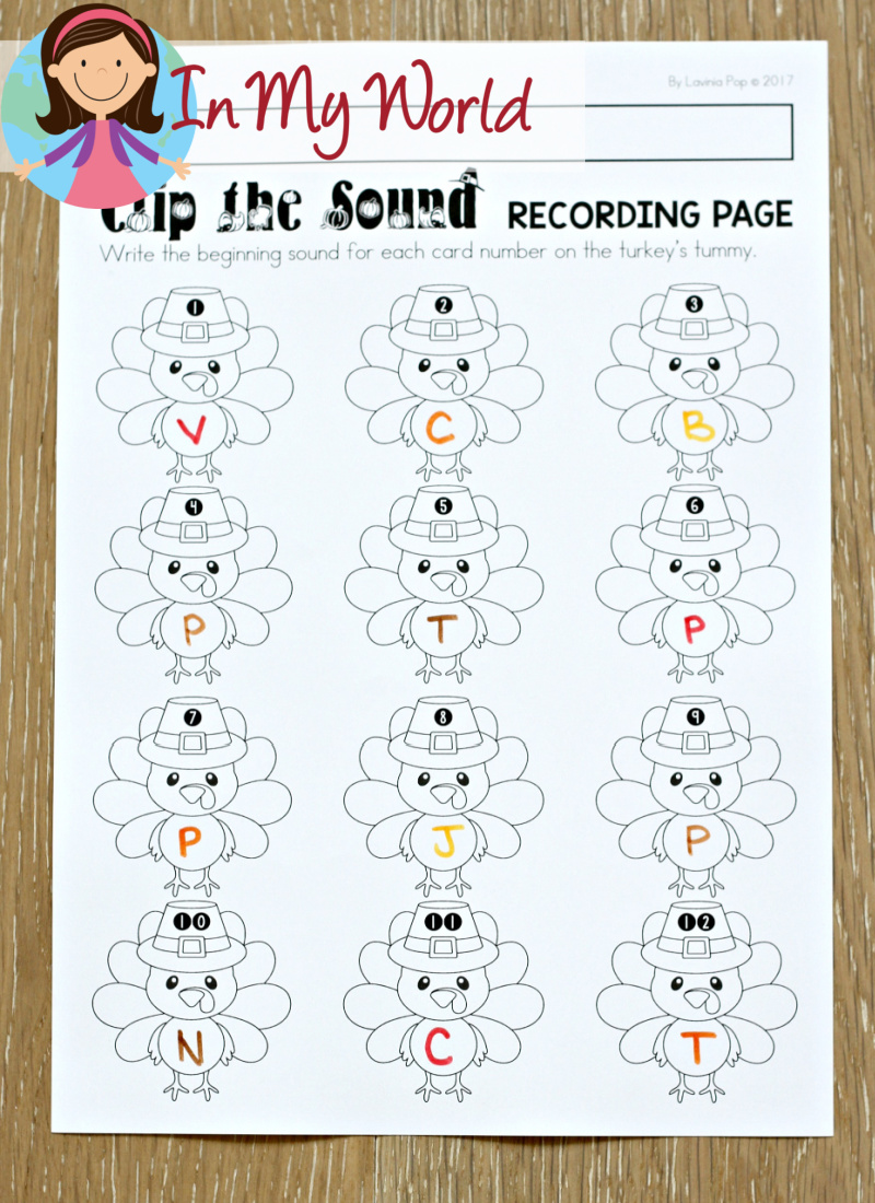 Thanksgiving Literacy Centers for Kindergarten - In My World