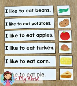 Thanksgiving Literacy Centers for Kindergarten - In My World
