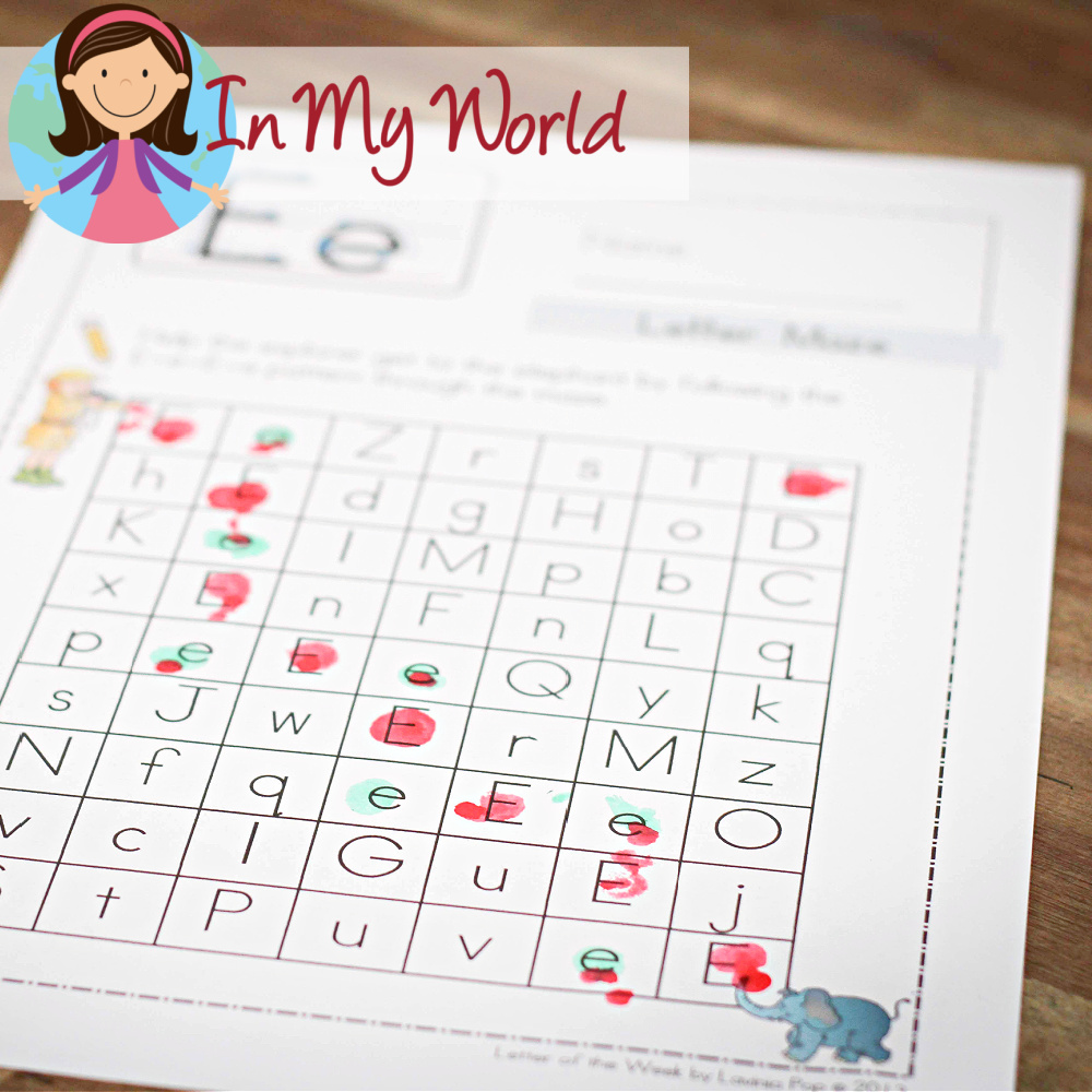 Preschool-Letter-E-maze - In My World